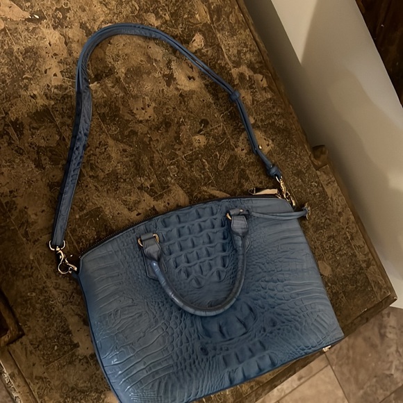 Brahmin | Bags | Brahmin Blue Duxberry Purse Crocodile Embossed Leather ...